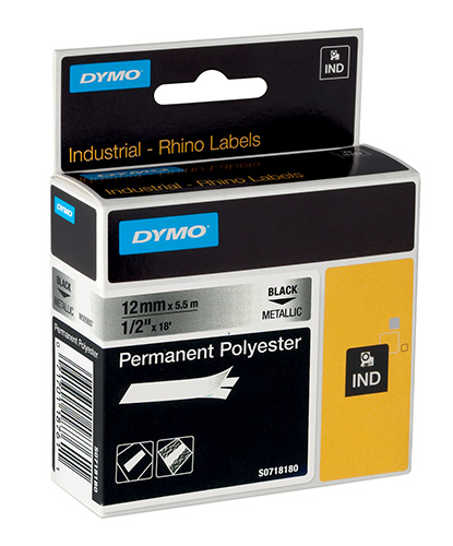 Rhino 12 Mm Poliestere Permanente Nero Su Metallo | 470004120