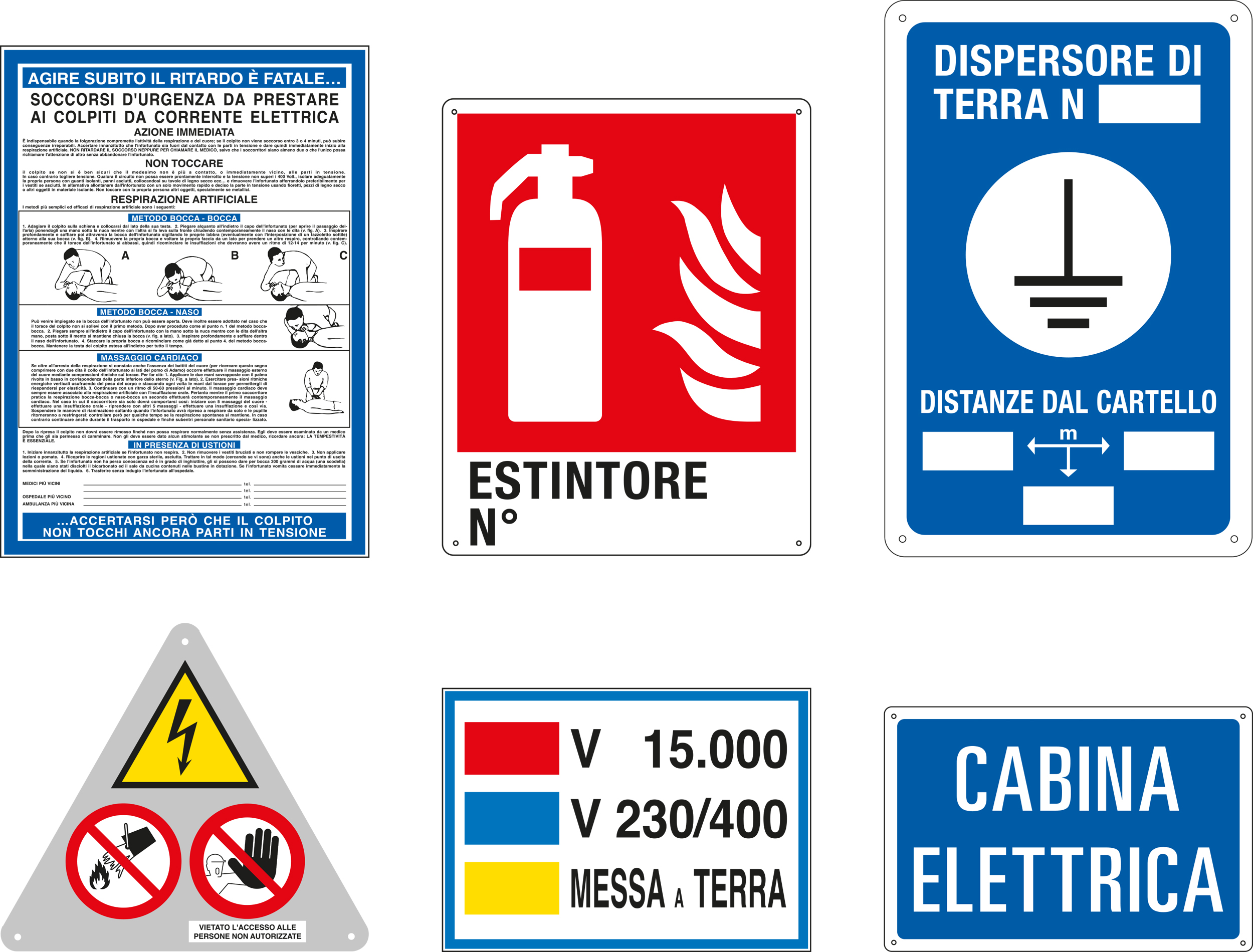 Cartelli Segnalatori KIT15000 Kit cabina 15000 V cartelli in alluminio ...